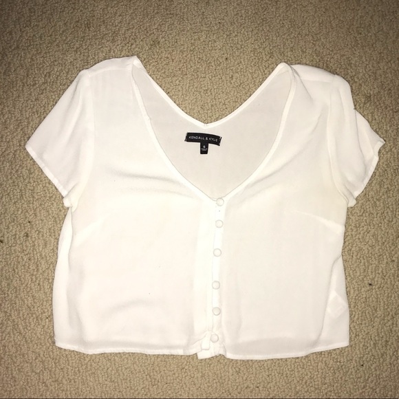 Kendall & Kylie | Tops | White Buttoned Slightly Cropped Shirt | Poshmark